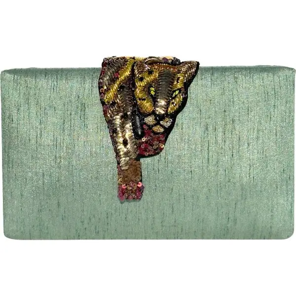 SIMITRI Raaka Hand-embroidered Clutch - Sage