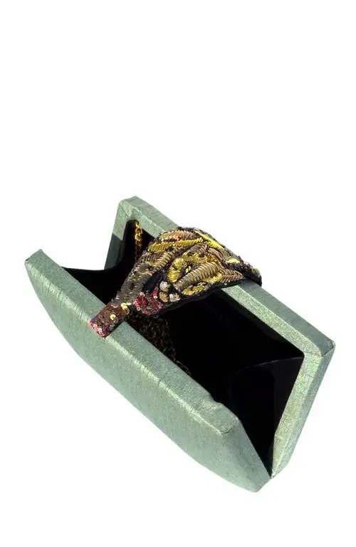 SIMITRI Raaka Hand-embroidered Clutch - Sage