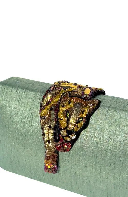 SIMITRI Raaka Hand-embroidered Clutch - Sage