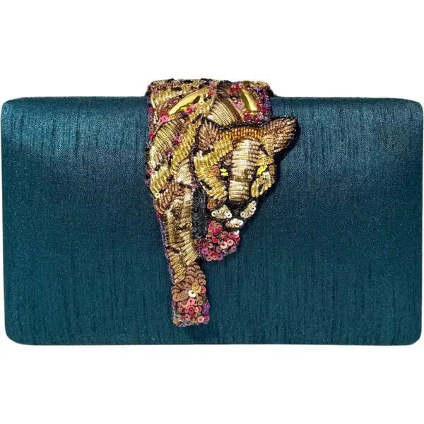 SIMITRI Raaka Hand-embroidered Clutch - Teal