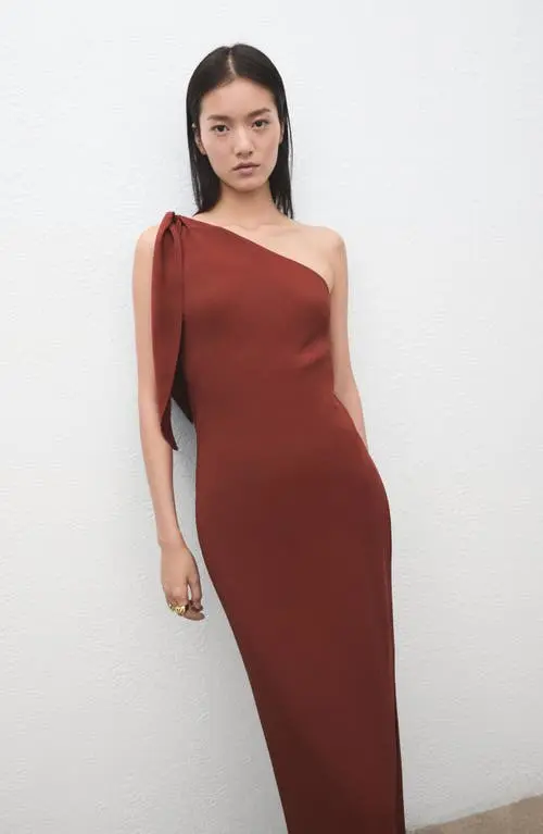 Mango Tie-strap One-shoulder Maxi Dress