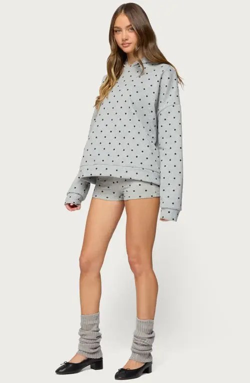 EDIKTED Chelsie Polka Dot Foldover Shorts - Gray-melange