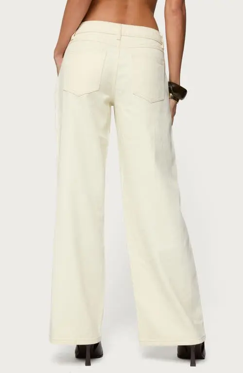 EDIKTED Roman Baggy Low Rise Wide Leg Jeans - Cream