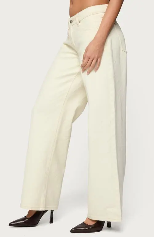 EDIKTED Roman Baggy Low Rise Wide Leg Jeans - Cream