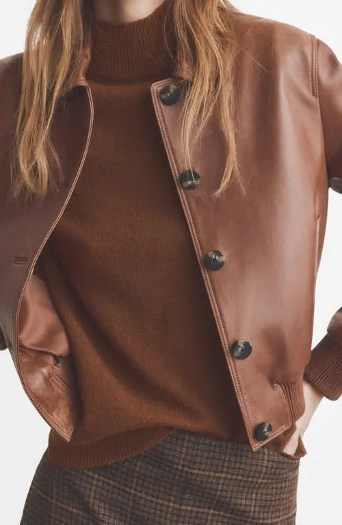 Mango Button Cuff Turtleneck Sweater