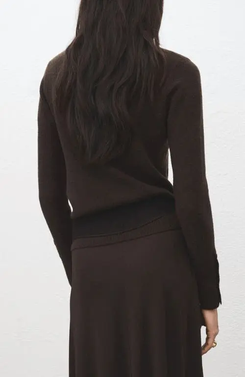 Mango Button Cuff Turtleneck Sweater - Chocolate