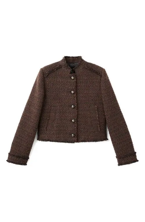 Mango Frayed Tweed Jacket