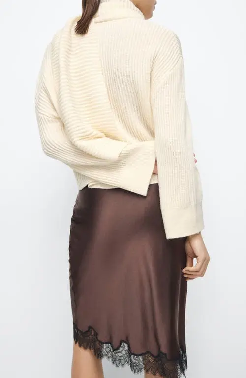 Mango Ribbed Sweater With Scarf