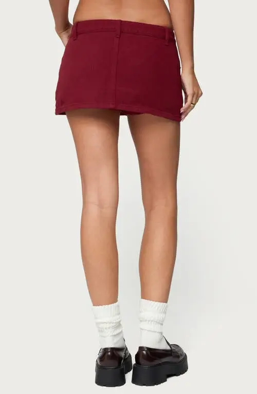 EDIKTED Low Rise Denim Skort - Burgundy