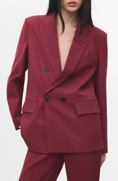 Mango Double-breasted Blazer - Wine