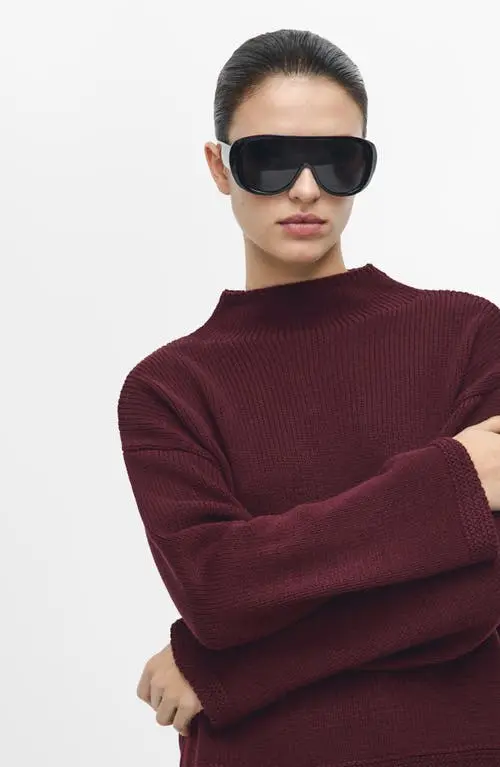Mango Boxy Mock Neck Sweater