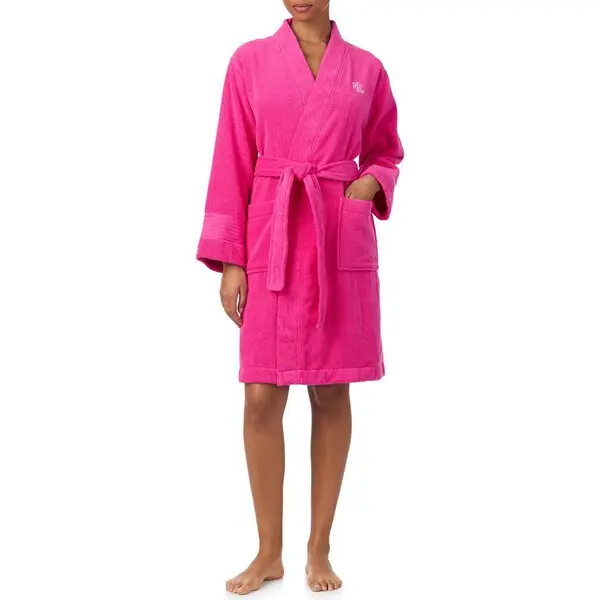 Ralph Lauren Greenwich Cotton Terry Robe - Hot Pink