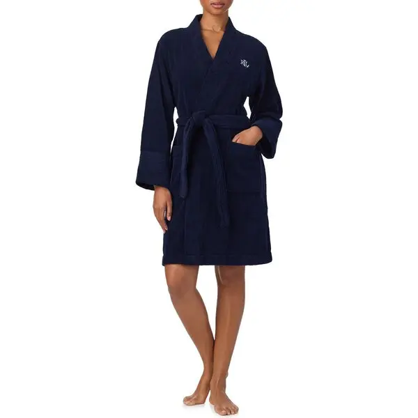 Ralph Lauren Greenwich Cotton Terry Robe - Navy