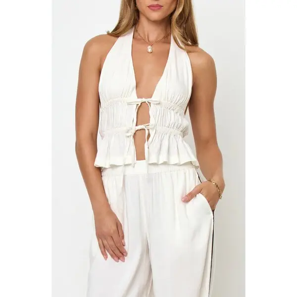 L*Space Tie Front Linen Blend Halter Top
