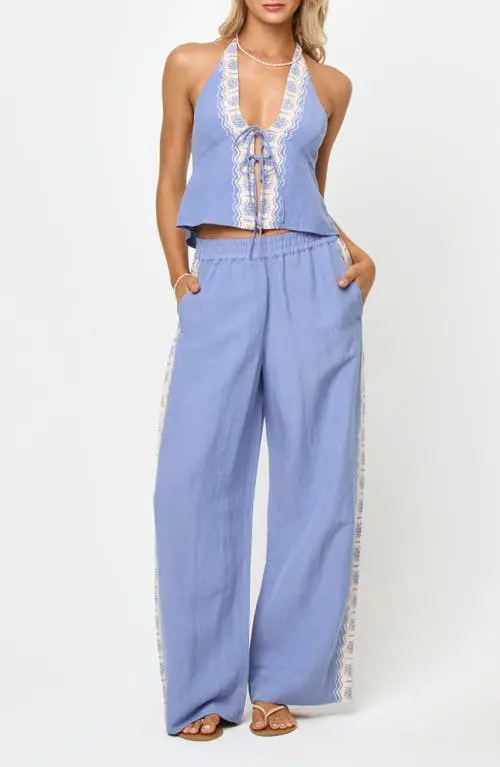 L*Space Wide-leg Linen-blend Pants - Shell Or High Water