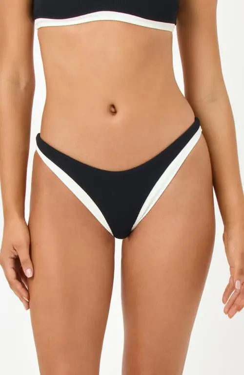 L*Space Alex Stripe Full Coverage Swim Bottoms - Black/cream