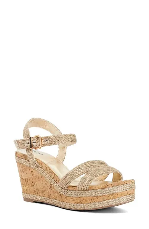 Dune London Kipling Platform Wedge Sandal - Gold