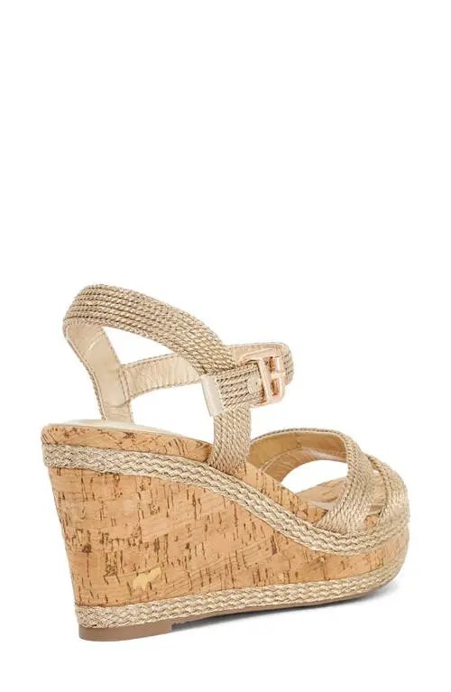 Dune London Kipling Platform Wedge Sandal - Gold