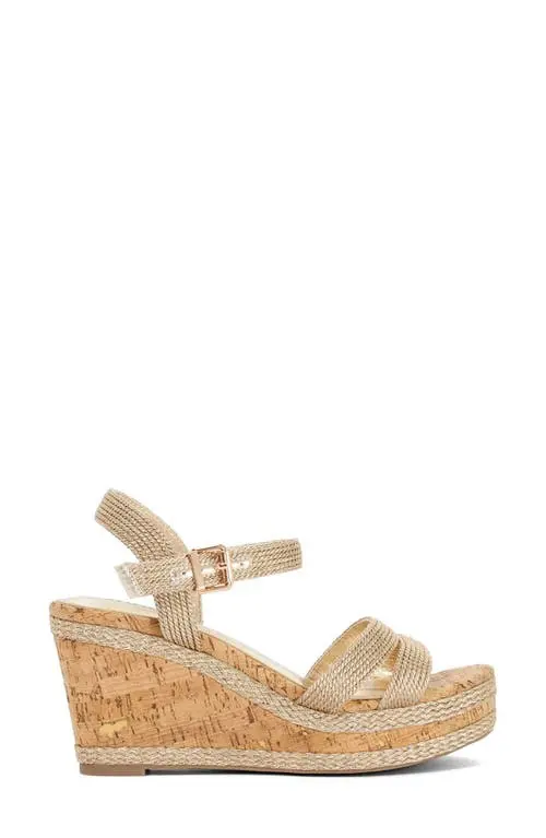 Dune London Kipling Platform Wedge Sandal - Gold