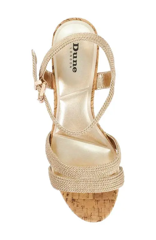 Dune London Kipling Platform Wedge Sandal - Gold