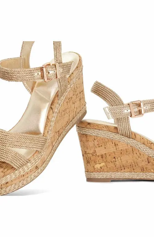 Dune London Kipling Platform Wedge Sandal - Gold