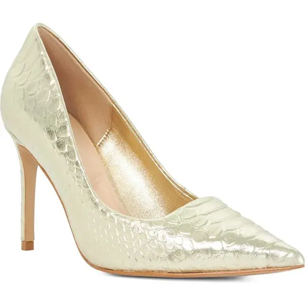 Dune London Assured Pointed Toe Pump - Gold