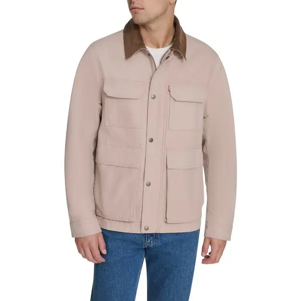 LEVI'S Corduroy Collar Cotton Canvas Jacket - Fawn
