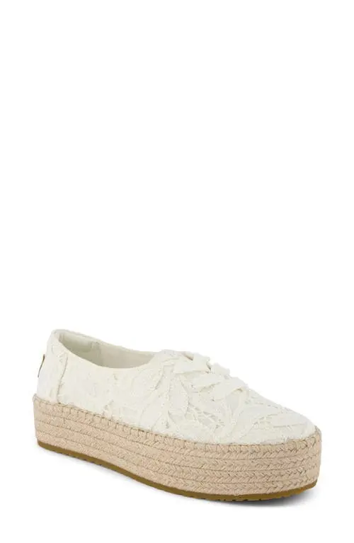 Toms Valencia Lace-up Platform Espadrille - Ivory Floral