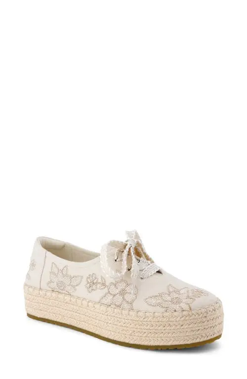 Toms Valencia Lace-up Platform Espadrille - Natural Floral