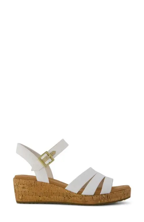Toms Julis Ankle Strap Platform Wedge Sandal - White