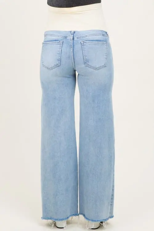 PINKBLUSH Low Rise Wide Leg Maternity Jeans