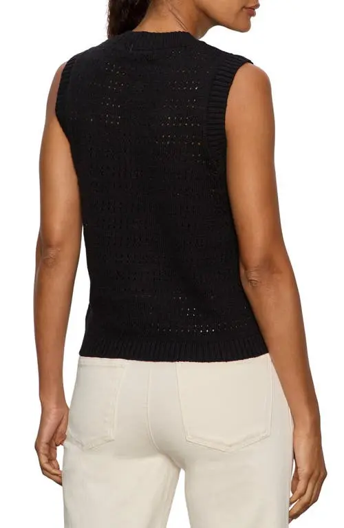 Sanctuary Cotton Pointelle Sleeveless Sweater - Black