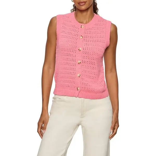 Sanctuary Cotton Pointelle Sleeveless Sweater