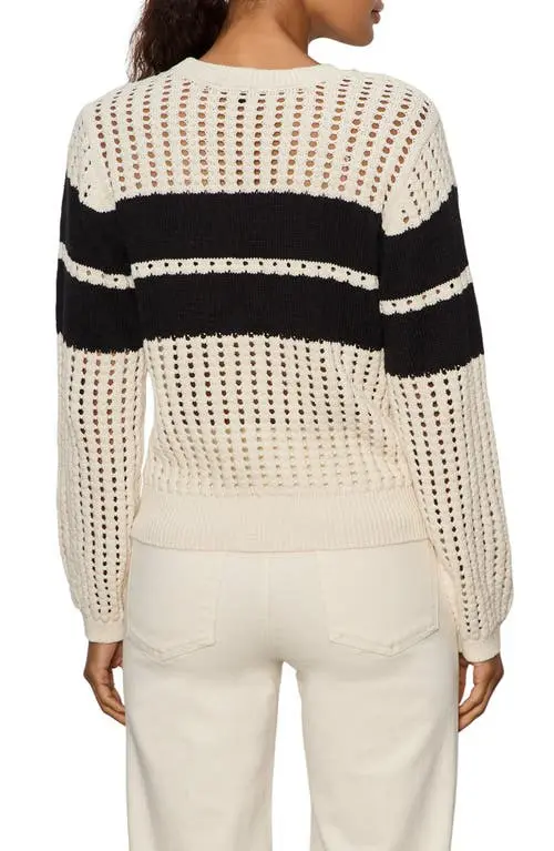 Sanctuary Open Stitch Cotton Crewneck Sweater - Collagen White/black