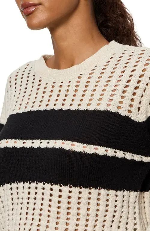 Sanctuary Open Stitch Cotton Crewneck Sweater - Collagen White/black