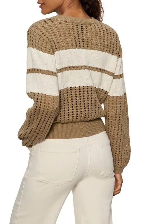 Sanctuary Open Stitch Cotton Crewneck Sweater - Covert Green