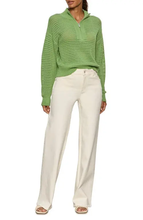 Sanctuary Open Stitch Half-zip Cotton-blend Sweater - Detox Green