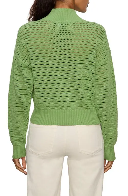 Sanctuary Open Stitch Half-zip Cotton-blend Sweater - Detox Green