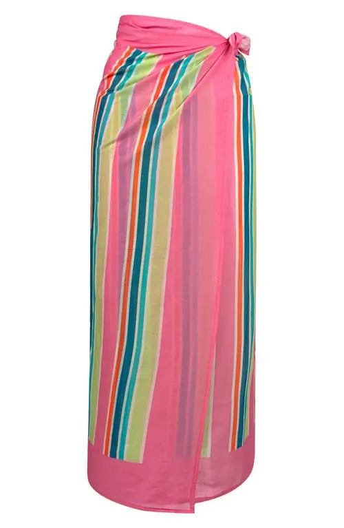 SUNSHINE TIENDA Castaway Stripe Cotton Sarong - Pink