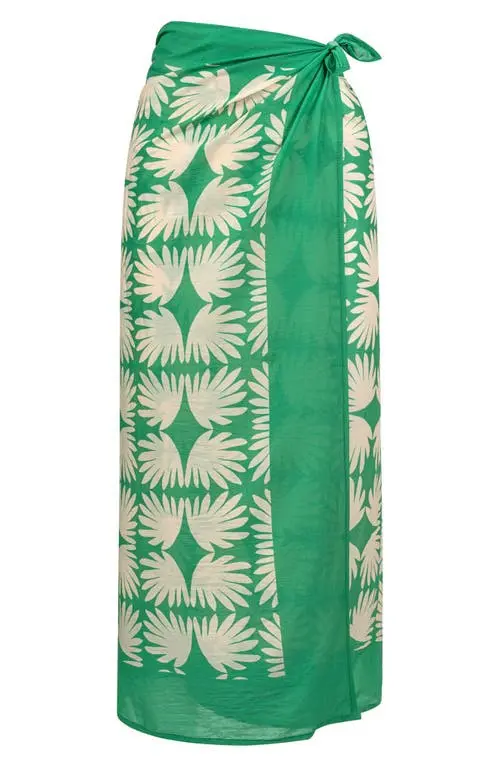 SUNSHINE TIENDA Viridian Tile Print Cotton Sarong - Green