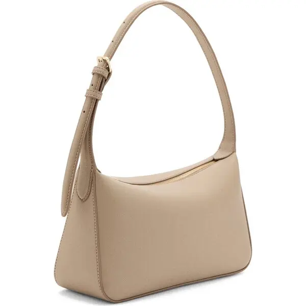 Mango Faux Leather Shoulder Bag - Beige