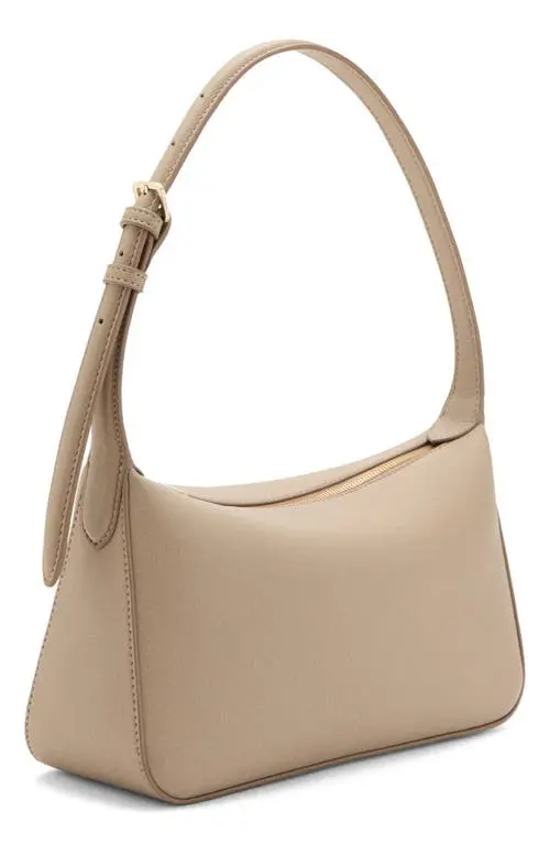 Mango Faux Leather Shoulder Bag - Beige