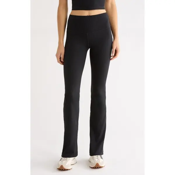 Zella Bootcut Ribbed Pants - Black