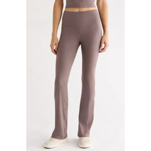 Zella Bootcut Ribbed Pants - Grey Plum