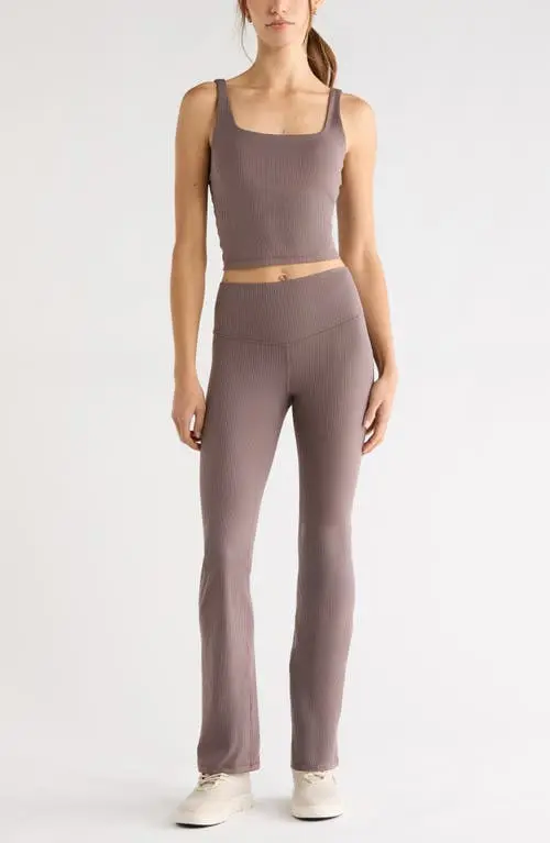 Zella Bootcut Ribbed Pants - Grey Plum