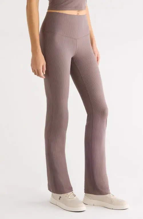 Zella Bootcut Ribbed Pants - Grey Plum