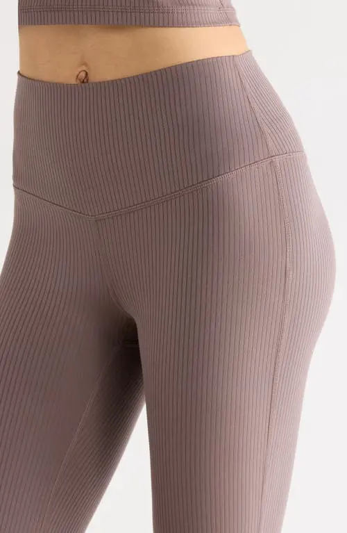 Zella Bootcut Ribbed Pants - Grey Plum