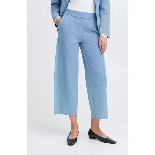 ICHI Ihkate Wide-leg Cropped Denim Pants