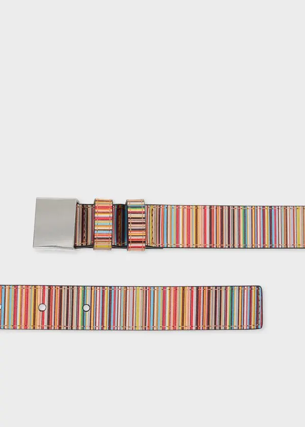 Paul Smith Leather 'signature Stripe' Belt - Multicolour