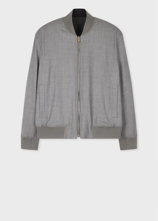 Paul Smith Bi-stretch Wool Blend Reversible Bomber Jacket